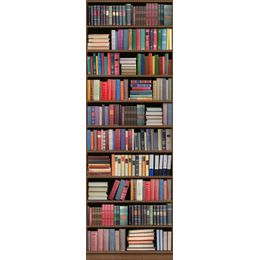 Vinyltapete queence "B&uuml;cher, B&uuml;cherregal", bunt, B:0,9m L:2,5m, Vinyl, Tapeten, Vinyltapete, 90x250cm, selbstklebend, kinderleichte Anbringung,, Sticker