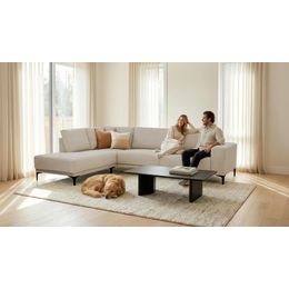 Ecksofa OTTO HOME "Xander, L-Form", beige (natural), B:289cm H:85cm T:210cm, 90% PES, 10% NY, Sofas, Ecksofa, Breite 289 cm, Webstoff, Soft-Touch Chenille, schwarze Metallf&uuml;&szlig;e