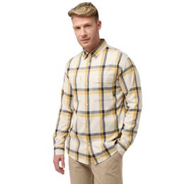 Flanellhemd Jack Wolfskin "STEINWAND", Herren, Gr. L, N-Gr, wei&szlig; (panna cotta), Obermaterial: 100% Polyester, kariert, Manschette, Hemden Flanellhemd