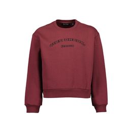Sweatshirt Blue Seven, M&auml;dchen, Gr. 140, lila (aubergine), Sweatware, Obermaterial: 80% Baumwolle, 20% Polyester, bedruckt, regular fit h&uuml;ftlang, Rundhals, Rippb&uuml;ndchen, Sweatshirts Sweatshirt, mit Frontmotiv
