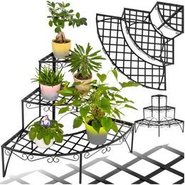 TecTake&reg; Blumentreppe, mit 3 Stufen, geschwungene Verzierungen, 60 x 60 x 60 cm
