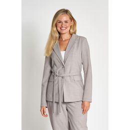 Jackenblazer Zhrill "ZHTAMIKA", Damen, Gr. L, grau, Web, Obermaterial: 60% Polyethylen, 32% Viskose, 8% Elasthan, unifarben, regular fit h&uuml;ftbedeckend, V-Ausschnitt, Blazer Jackenblazer, mit Stoffg&uuml;rtel an der Taille und Reverskragen