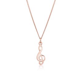 Kette mit Anh&auml;nger Elli "Halskette Notenschl&uuml;ssel Musik Symbol 925 Silber" Gr. 45, rosa (rosegold), Halsketten, Damen, ohne Stein, Silber 925 (Sterlingsilber), Kette mit Anh&auml;nger