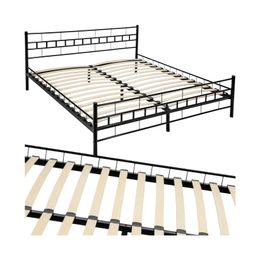 TecTake&reg; Metallbett, robustes Stahlgestell, bodenschonende Kunststoffkappen, 180 x 200 cm