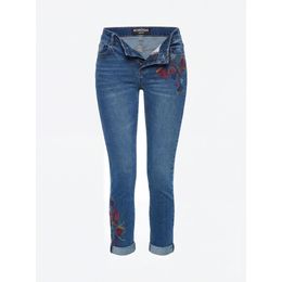 Koroshi Jeans Damen Gr&ouml;&szlig;e 25/26 blau / navy / dunkelpink / dunkelrot