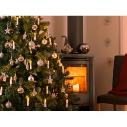 Konstsmide LED-Christbaumkerzen "Weihnachtsdeko, Christbaumschmuck", wei&szlig;, Dioden 35 Stk. Flammen 35 Stk., Kabell&auml;nge 5m x Gesamtl&auml;nge 32,2m, Lichterketten, LED Baumkette, Topbirnen, One String, 35 warm wei&szlig;e Dioden, LED-Christbaumkerzen