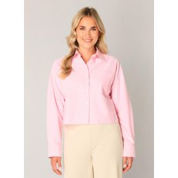 Hemdbluse Base Level "Bea", Damen, Gr. 42, soft pink, Web, Obermaterial: 100% Baumwolle, unifarben, bequem taillenlang, Rundhals, 1-Knopf-Manschette, Blusen Hemdbluse, kurz, mit Brusttasche