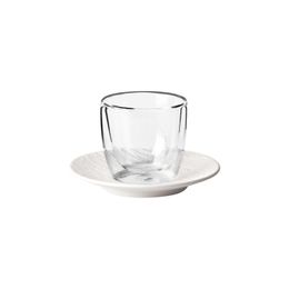 Villeroy & Boch Thermoglas VILLEROY & BOCH "Espressoglas mit Untertasse Manufacture Rock 70 ml wei&szlig;", wei&szlig;, Trinkgef&auml;&szlig;e, Thermoglas