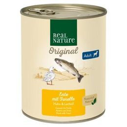 REAL NATURE Nassfutter Hund Adult Ente mit Forelle 24x800 g