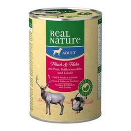 REAL NATURE Nassfutter Hund, Adult, Hirsch und Huhn 24x400 g
