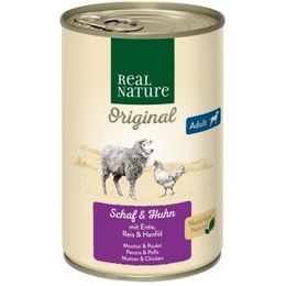 REAL NATURE Nassfutter Hund, Adult, Schaf und Huhn 12x400 g