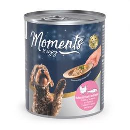 MOMENTS Nassfutter Hund, Adult, Huhn mit Lachs und Spinat 12x220 g