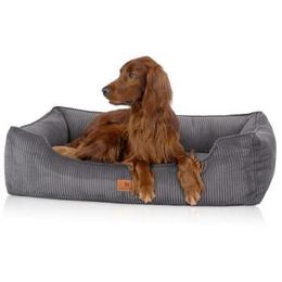 Knuffelwuff orthop&auml;disches Hundebett aus Cord mit Handwebcharakter Nunavut grau M-L