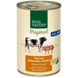 REAL NATURE Nassfutter Hund, Adult, Rind mit italienischem Schinken 12x400 g