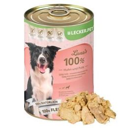 LYRA PET Lecker.Pet Luna's 100 % Huhn und Pute Hundefutter Nassfutter 24x400 g