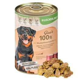 LYRA PET Lecker.Pet Gino's 100 % Muskelfleischw&uuml;rfel Rind & Schwein Hundefutter Nassfutter 18x400 g