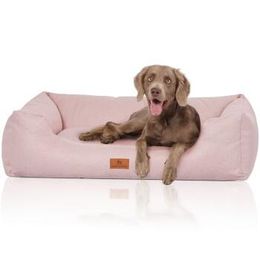 Knuffelwuff Hundebett Emma aus Velours mit feinem Handwebcharakter in Pastellfarben hellrosa XL