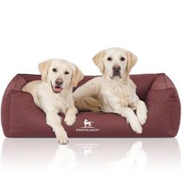 Knuffelwuff Orthop&auml;disches Wasserabweisendes Hundebett Leon aus Velours mit Handwebcharakter rot XXL