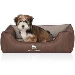 Knuffelwuff Orthop&auml;disches Hundebett Outlander aus laser-gestepptem Kunstleder braun/ grau M-L