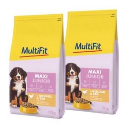 MultiFit Tockenfutter Hund Junior, Maxi, mit Gefl&uuml;gel & Reis 2x12 kg