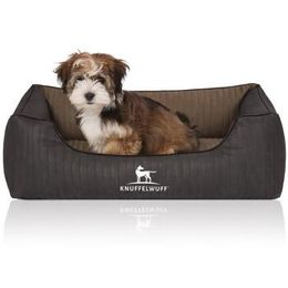 Knuffelwuff Orthop&auml;disches Hundebett Outback aus laser-gestepptem Kunstleder schwarz/ gelb M-L