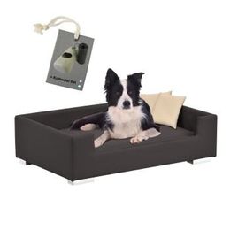 Rohrschneider Hundesofa mit Gratis-Beigabe, Hundecouch Kunstleder braun