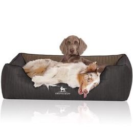 Knuffelwuff Orthop&auml;disches Hundebett Outback aus laser-gestepptem Kunstleder schwarz/ gelb XXL