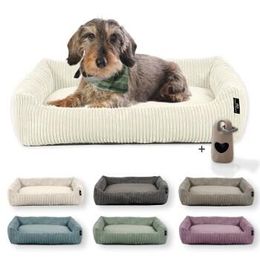Rohrschneider Hundebett waschbar, robuster Breit-Cordstoff mit Gratis-Beigabe