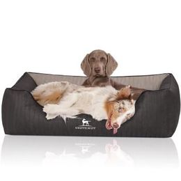 Knuffelwuff Orthop&auml;disches Hundebett Outback aus laser-gestepptem Kunstleder schwarz/ grau XL