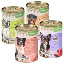 LYRA PET Lecker.Pet Gino's, Josie's, Luna's & Paula's 100 % Fleisch & Gem&uuml;se Hundefutter Nassfutter Mix