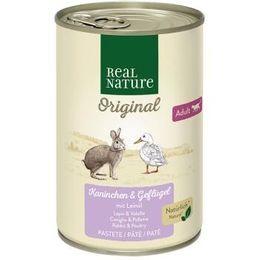 REAL NATURE Original Nassfutter Katze, Adult, Kaninchen und Gefl&uuml;gel mit Lein&ouml;l 12x400 g
