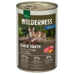 REAL NATURE WILDERNESS Nassfutter Katze, Adult Black Earth, Rind und B&uuml;ffel 12x400 g