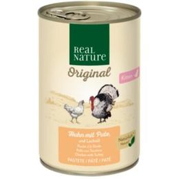 REAL NATURE Original Nassfutter Katze, Kitten Huhn mit Pute und Lachs&ouml;l 24x400 g