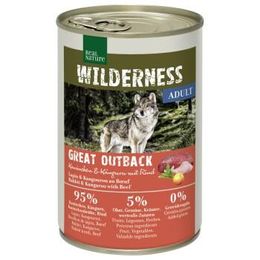 REAL NATURE WILDERNESS Nassfutter Hund, Adult, Great Outback, Kaninchen, K&auml;nguru und Rind 12x400 g