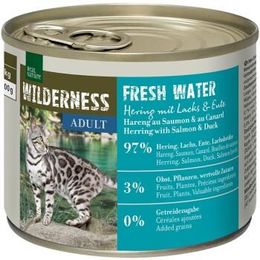 REAL NATURE WILDERNESS Nassfutter Katze, Adult Fresh Water, Hering mit Lachs und Ente 12x200 g