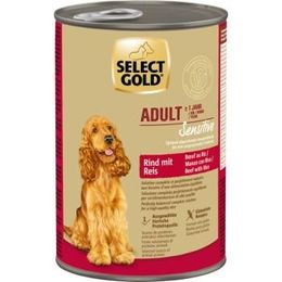 SELECT GOLD Nassfutter Hund Sensitive Adult Rind mit Reis 12x400 g