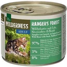 REAL NATURE WILDERNESS Nassfutter Katze, Adult Ranger's Forest, Wildschwein mit Ente, Kaninchen und Hirsch 12x200 g