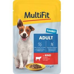 MultiFit Nassfutter Hund, Adult, Little Dog, Pouch, Ragout Rind 48x100 g