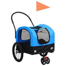 vidaXL Hunde 2-in-1 Fahrradanh&auml;nger & Jogger blau