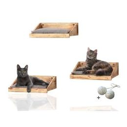 Rohrschneider &reg; 3-er Set Katzen Kletterstufe mit Kissen, Kletterwand mit Gratis-Spielballset