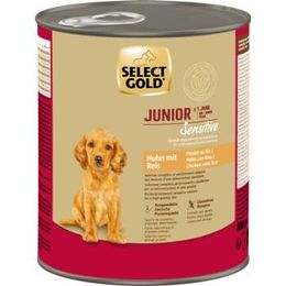 SELECT GOLD Nassfutter Hund Sensitive Junior Huhn und Reis 12x800 g