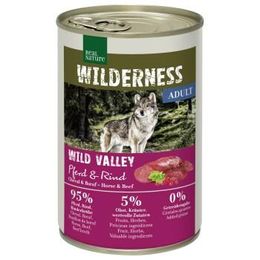 REAL NATURE WILDERNESS Nassfutter Hund, Adult, Wild Valley, Rind und Pferd 12x400 g