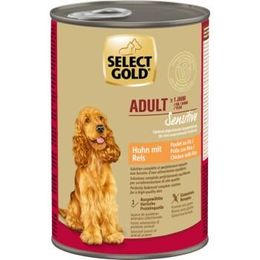 SELECT GOLD Nassfutter Hund Sensitive Adult Huhn mit Reis 12x400 g