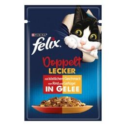 FELIX Doppelt Lecker Nassfutter Katze, Adult, Rind und Gefl&uuml;gel 104x85 g