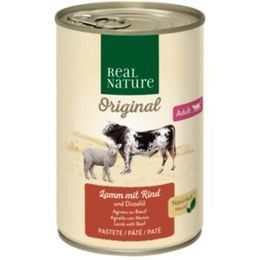 REAL NATURE Original Nassfutter Katze, Adult, Lamm mit Rind und Distel&ouml;l 12x400 g