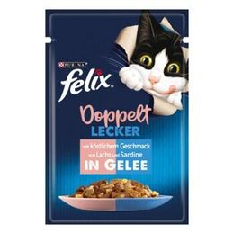 FELIX Doppelt Lecker Nassfutter Katze, Adult, Lachs und Sardine 104x85 g