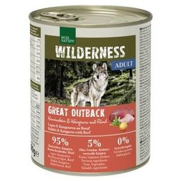 REAL NATURE WILDERNESS Nassfutter Hund, Adult, Great Outback, Kaninchen, K&auml;nguru und Rind 12x800 g
