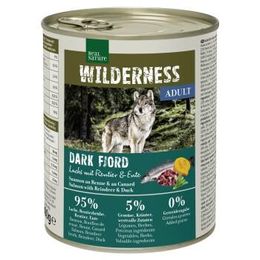 REAL NATURE WILDERNESS Nassfutter Hund, Adult, Dark Fjord, Lachs mit Rentier und Ente 12x800 g