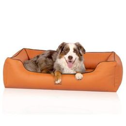 Knuffelwuff orthop&auml;disches Hundebett aus Kunstleder Lovelock terracotta M-L