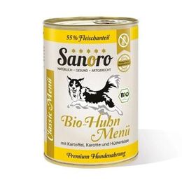 Sanoro Men&uuml; Classic vom Bio-Huhn mit 55 % Fleischanteil - 12x400g